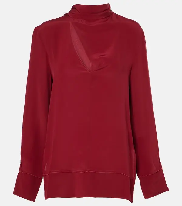 Victoria Beckham Scarf-detail Silk Blouse - Red
