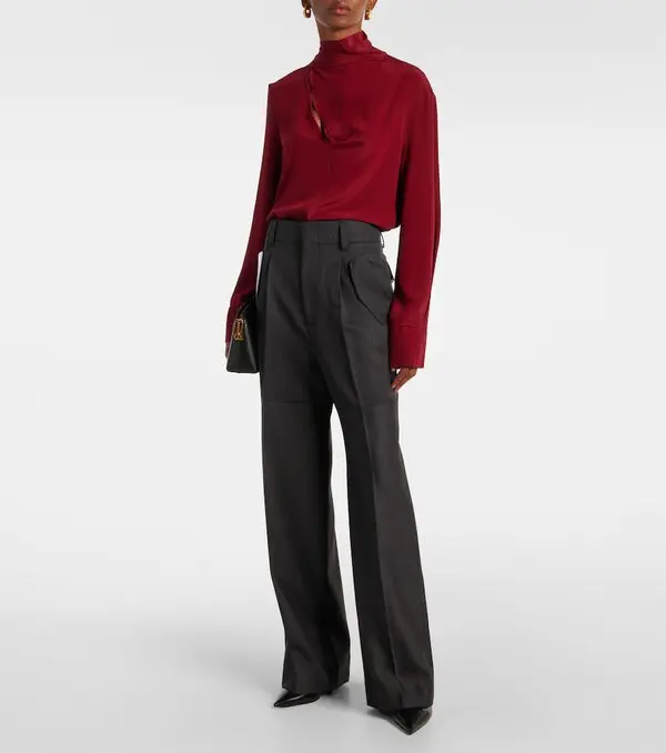 Victoria Beckham Scarf-detail Silk Blouse - Red