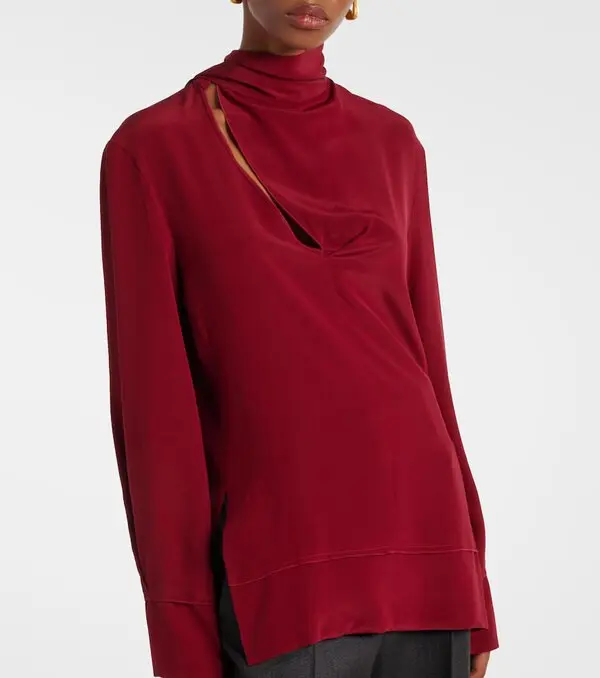 Victoria Beckham Scarf-detail Silk Blouse - Red