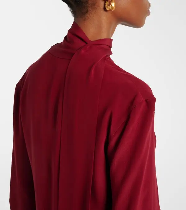 Victoria Beckham Scarf-detail Silk Blouse - Red