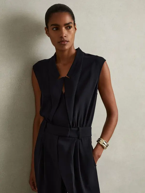 REISS Sara Tux Pleated Jumpsuit