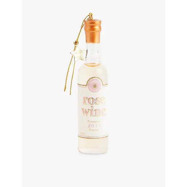 SELFRIDGES EDIT Rose Wine Bottle Glass Christmas Decoration 11cm