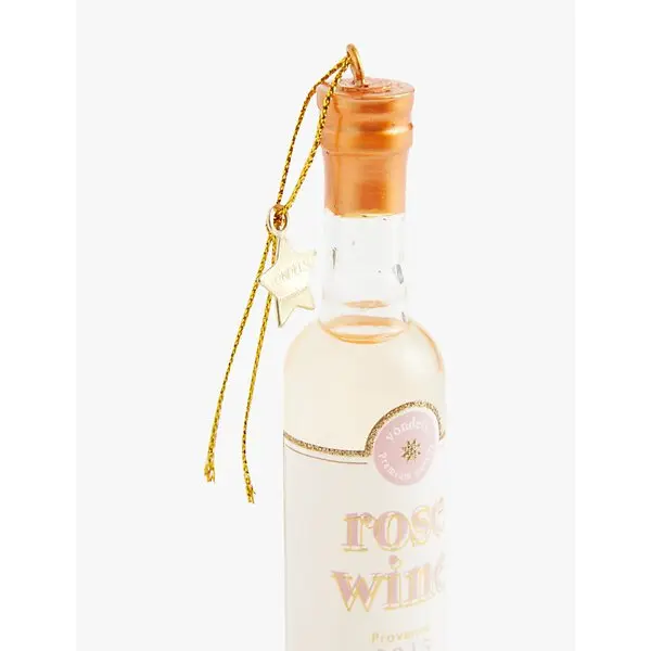 SELFRIDGES EDIT Rose Wine Bottle Glass Christmas Decoration 11cm