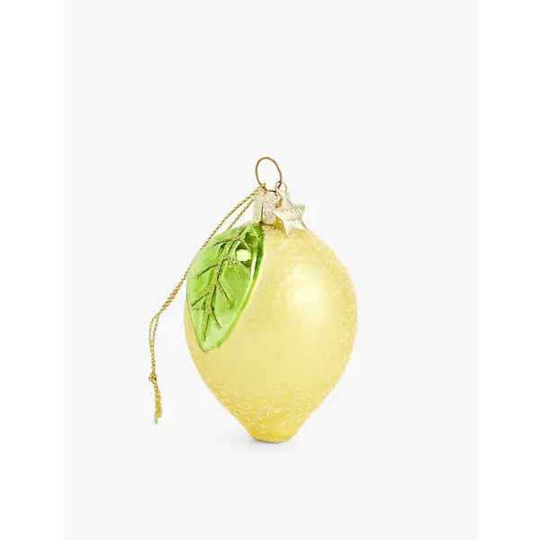 SELFRIDGES EDIT Glitter-embellished Lemon Glass Christmas Decoration 8cm
