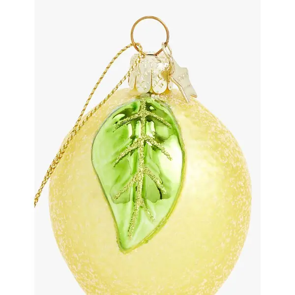 SELFRIDGES EDIT Glitter-embellished Lemon Glass Christmas Decoration 8cm