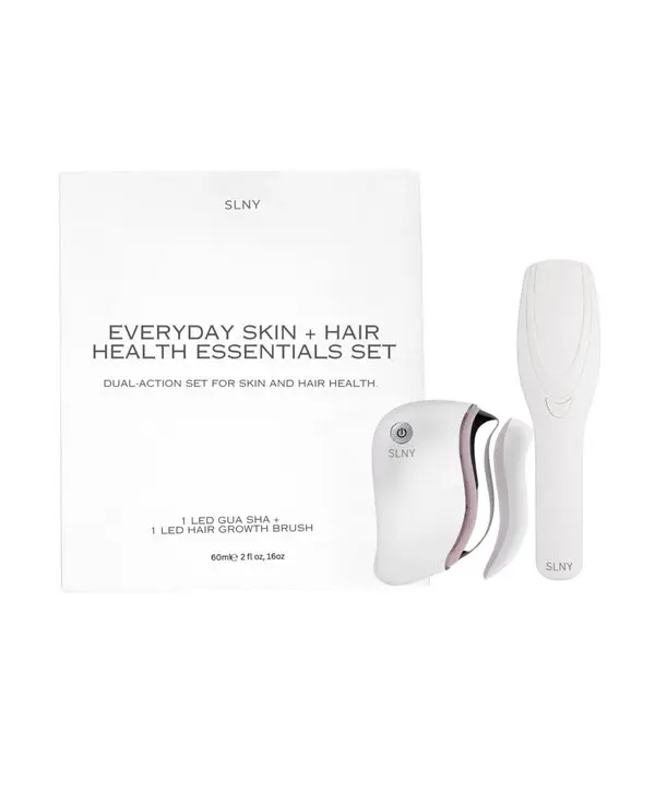 SOLARIS LABORATORIES NY Led Hairbrush And Gua Sha Skin Hair Health Set - White