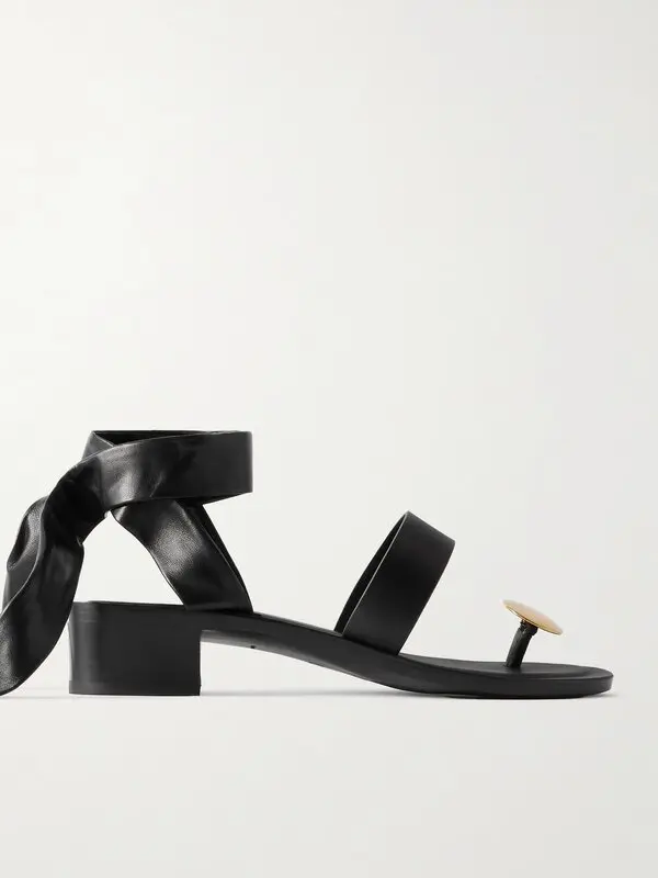 THE ROW Band Leather Sandals - Black