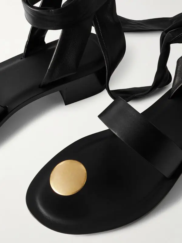 THE ROW Band Leather Sandals - Black