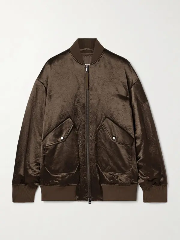 Max Mara Imelde Oversized Hammered-satin Bomber Jacket
