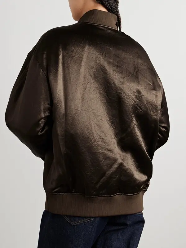 Max Mara Imelde Oversized Hammered-satin Bomber Jacket