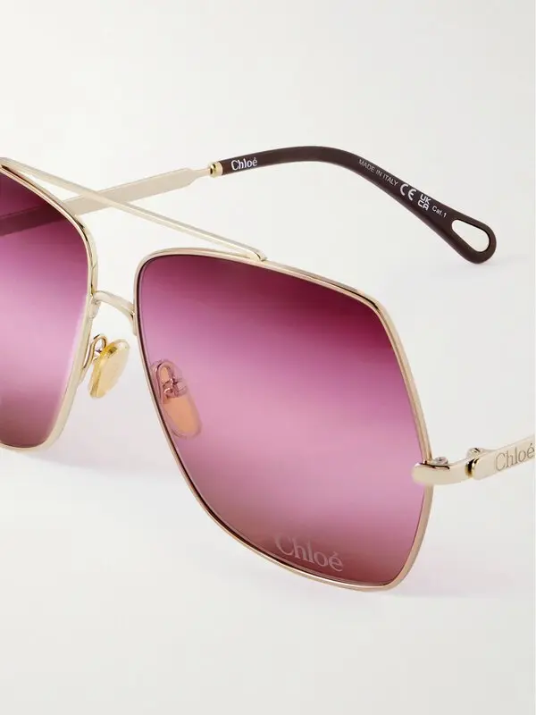 Chloé Oversized Aviator-Style Sunglasses In Gold - 50% Off  display picture 1