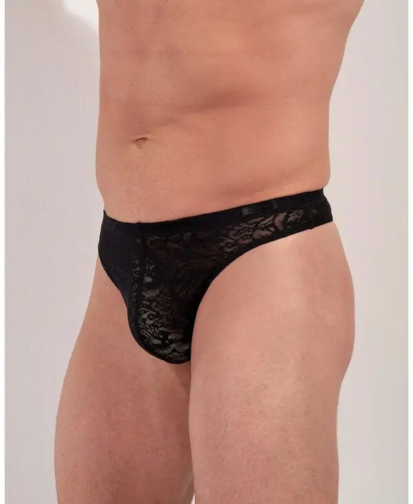 HOM Free Cut Lace G String - Black
