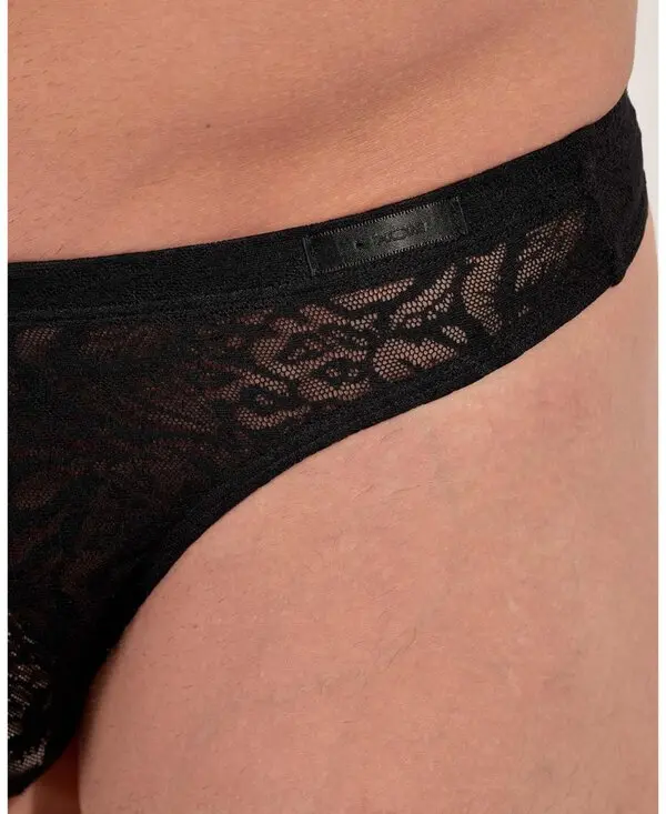 HOM Free Cut Lace G String - Black