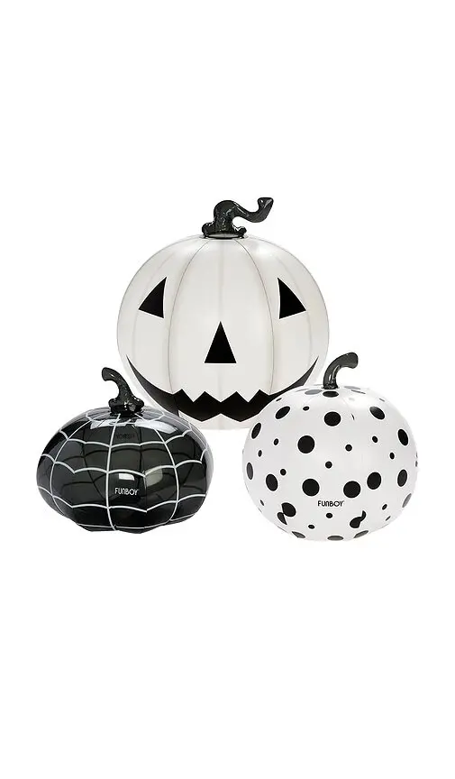 FUNBOY Pack Of 3 Light Up Inflatable Pumpkin In Black,white - Black & White
