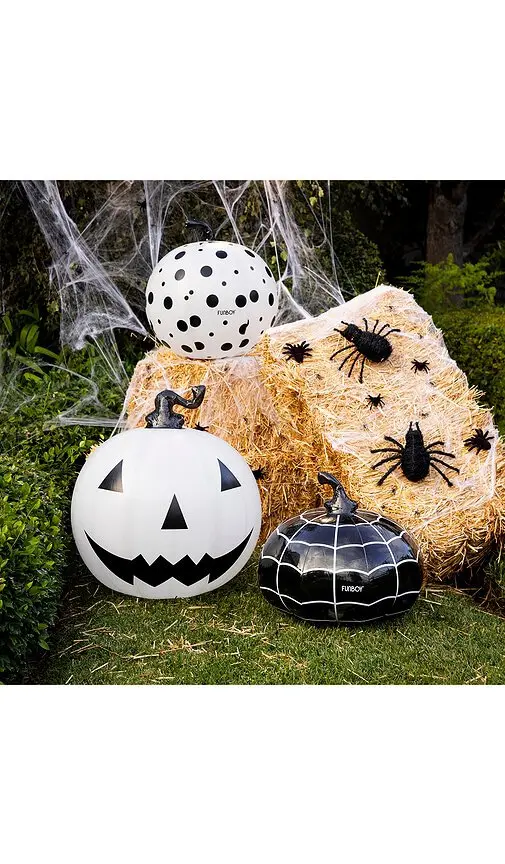 FUNBOY Pack Of 3 Light Up Inflatable Pumpkin In Black,white