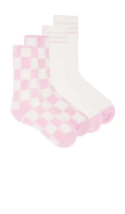 Barefoot Dreams Cozychic Barbie 2 Pair Sock Set - Barbie Pink