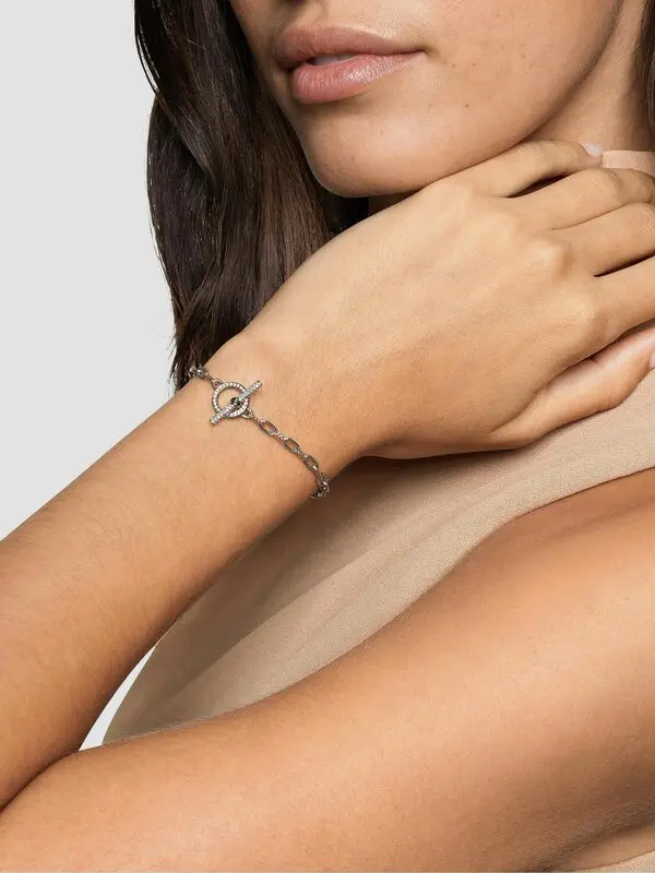 David Yurman Dy Madison Pavé Toggle Chain Bracelet In Sterling Silver