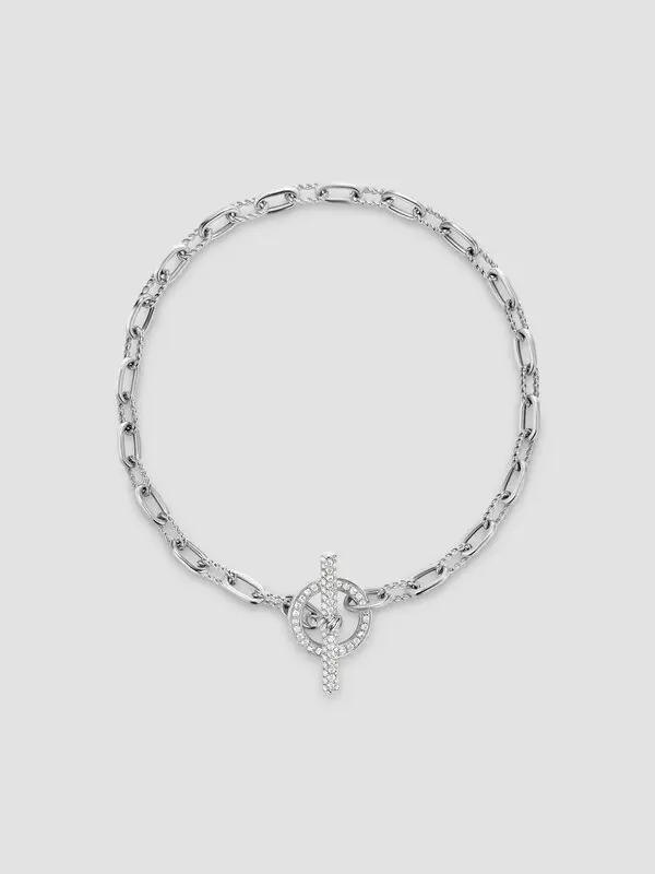 David Yurman Dy Madison Pavé Toggle Chain Bracelet In Sterling Silver