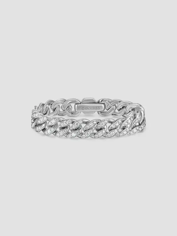 David Yurman Curb Chain Bracelet In Sterling - Diamond
