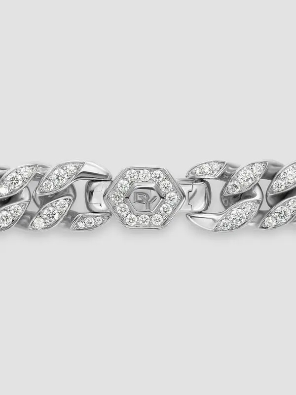 David Yurman Curb Chain Bracelet In Sterling - Diamond