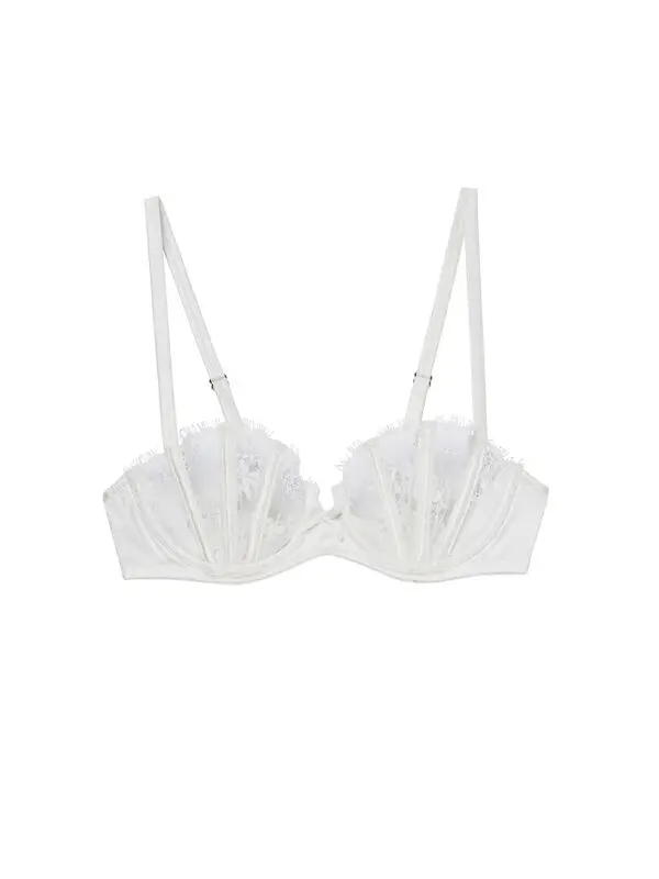 FLEUR DU MAL Frankie Lace Boned Balconette Bra - Ivory
