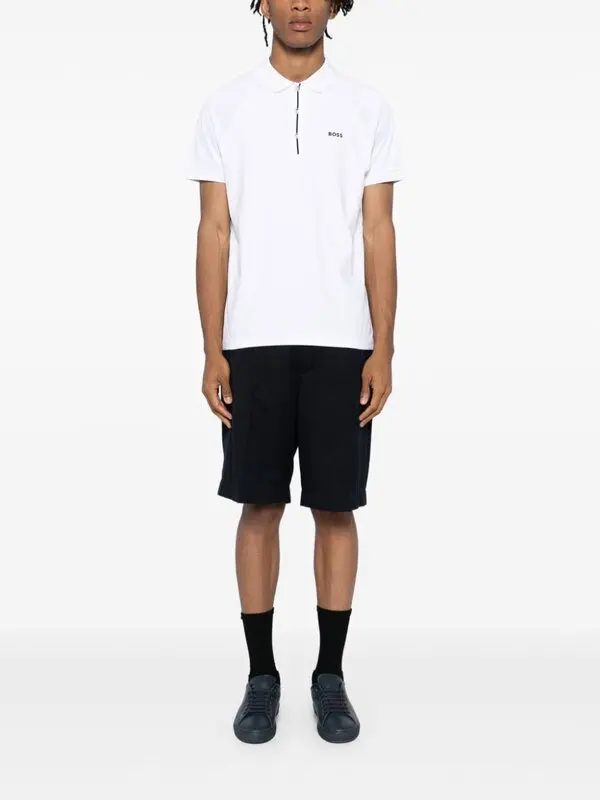 BOSS Contrast Panel Polo Shirt - White