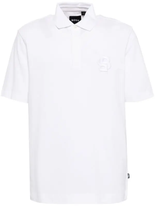 BOSS Concealed Placket Polo Shirt - White