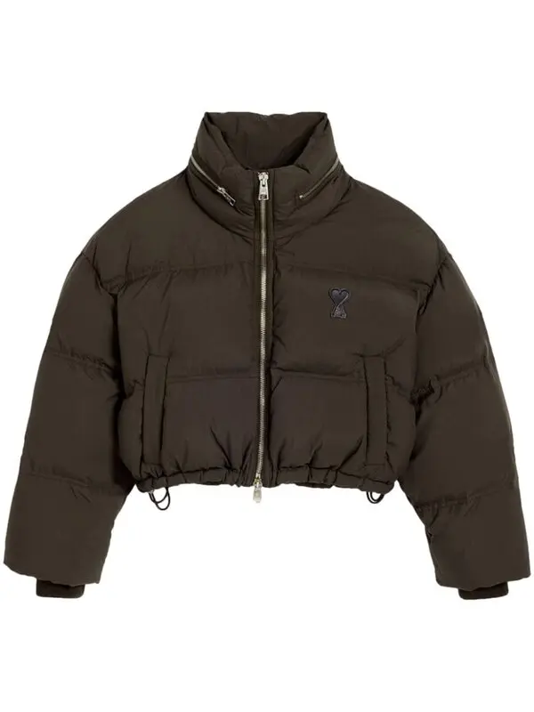 Ami Zipped Puffer Jacket - Brown