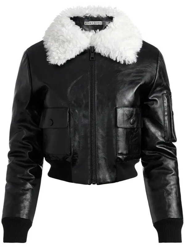 Alice + Olivia Willard Faux-fur Collar Jacket - Black