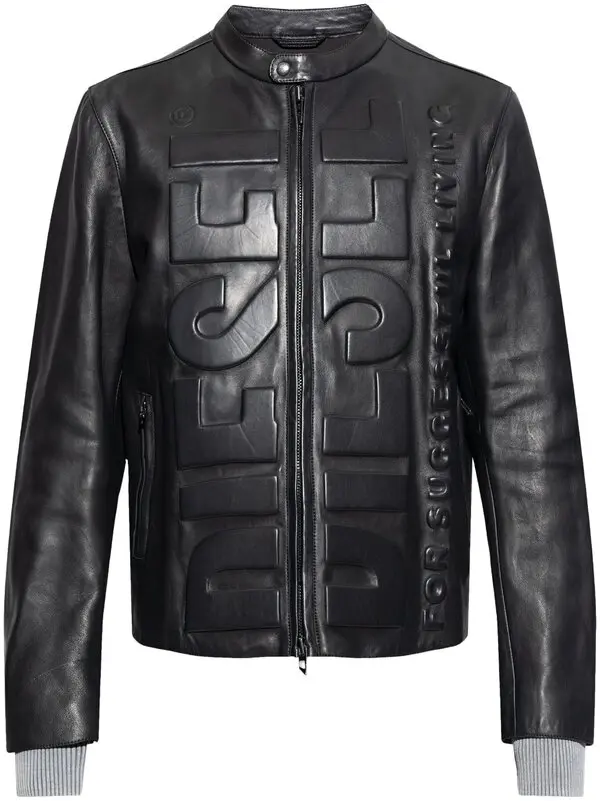 DIESEL® Leather Jacket With Embossed Logo