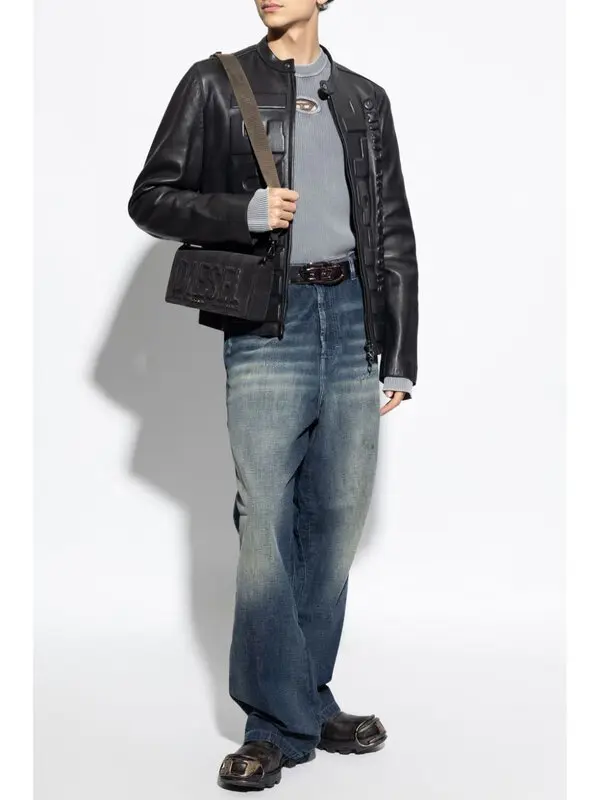DIESEL® Leather Jacket With Embossed Logo