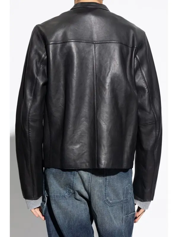 DIESEL® Leather Jacket With Embossed Logo