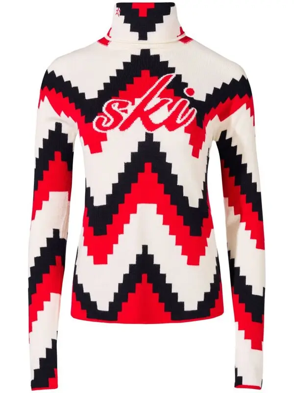 Perfect Moment Chevron Roll-neck Jumper - Neutrals