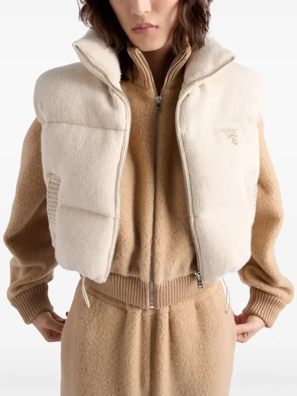 Prada Down Gilet With Embroidered Logo