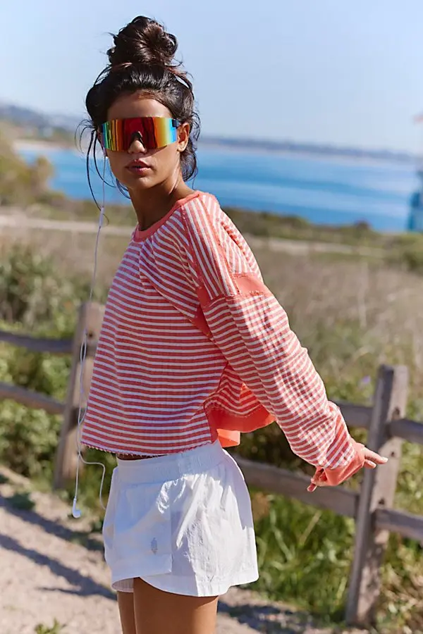 Free People Textured Layer Top - Coral