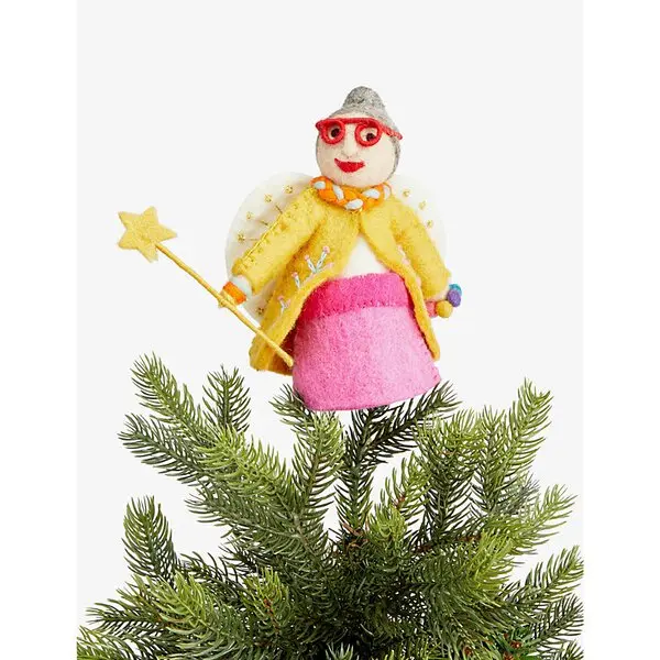 SELFRIDGES EDIT Funky Fairy Wool Christmas Tree Topper 19cm