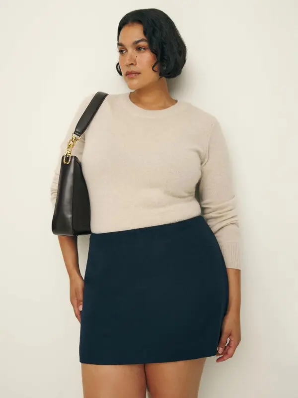 REFORMATION Buxton Mini Skirt - Blue