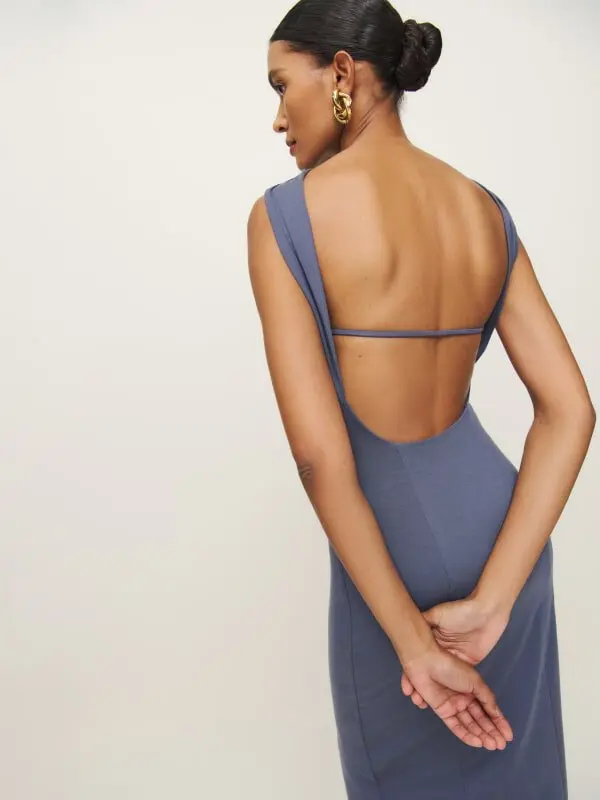Royal Knit Midi Dress - Blue Iris