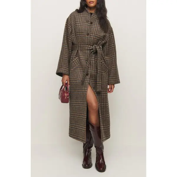 REFORMATION X Kacey Musgraves Cotswolds Plaid Wool-blend Coat - Toffee Plaid