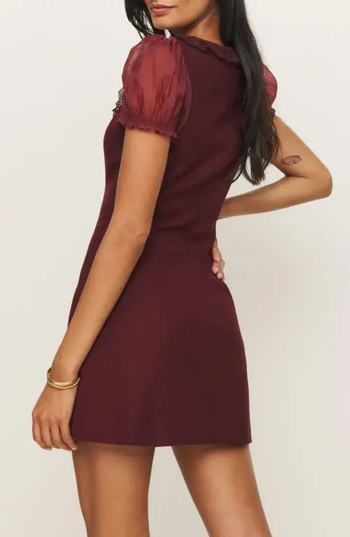 long sleeve satin mini dress QUARTNEY PURPLE LONG SLEEVE SATIN LACE MINI DRESS As Shown / Large