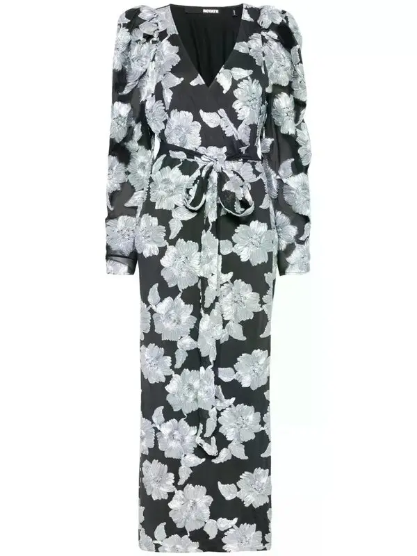 ROTATE BY BIRGER CHRISTENSEN Flower Mesh Maxi Dress - Black