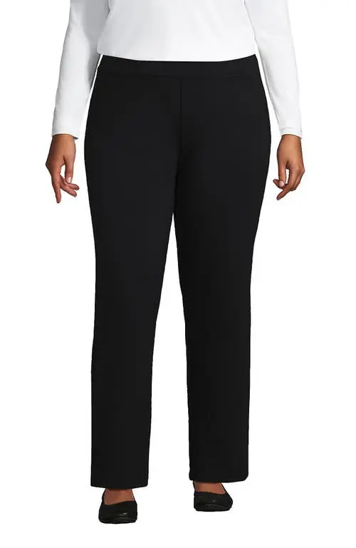 LANDS' END Starfish Mid Rise Straight Leg Knit Pants - Black