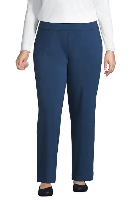 LANDS' END Starfish Mid Rise Straight Leg Knit Pants - Evening Blue