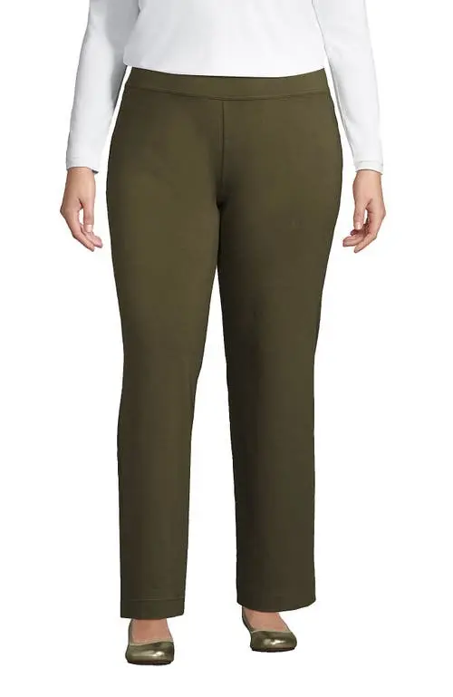 LANDS' END Starfish Mid Rise Straight Leg Knit Pants - Forest Moss