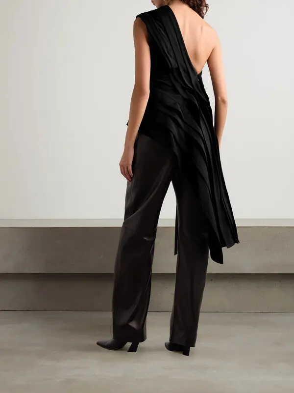 Bottega Veneta Asymmetric Draped Pleated Crepe Top