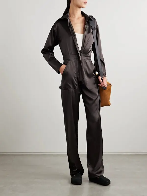 RIVET UTILITY Powerhouse Silk-blend Satin Jumpsuit