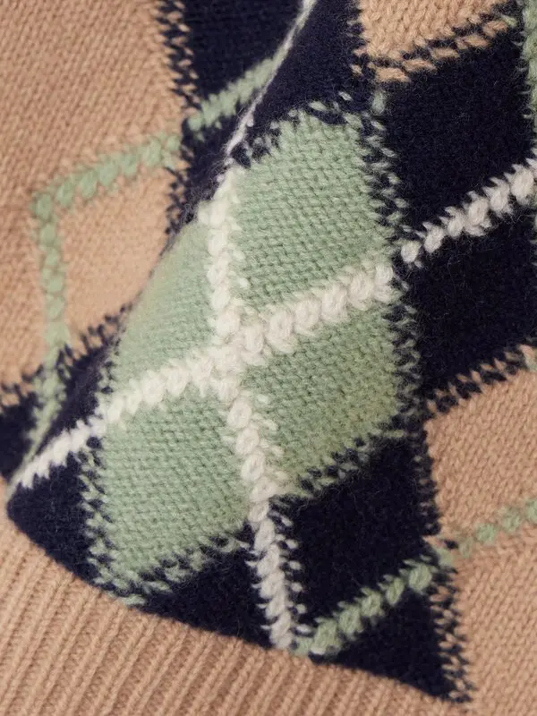 AMI Paris Argyle Jacquard-knit Wool And Cashmere-blend Vest