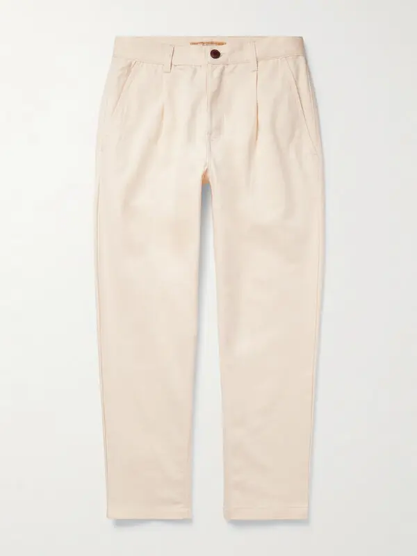 FRIZMWORKS Tapered Cropped Pleated Trousers - Neutrals
