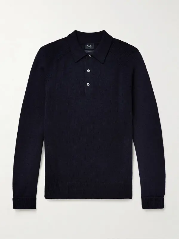 DRAKE'S Merino Wool Polo Shirt