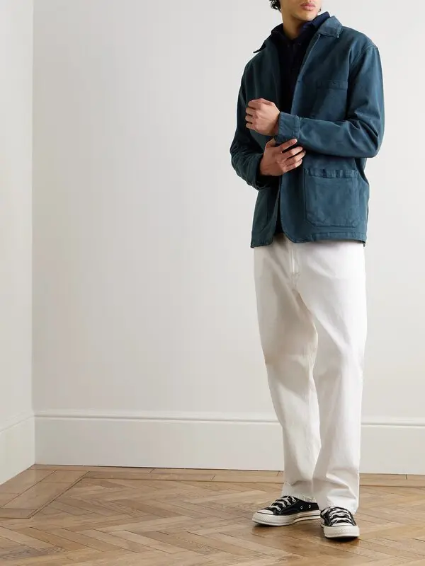 Portuguese Flannel Labura Stretch-cotton Twill Overshirt - Blue